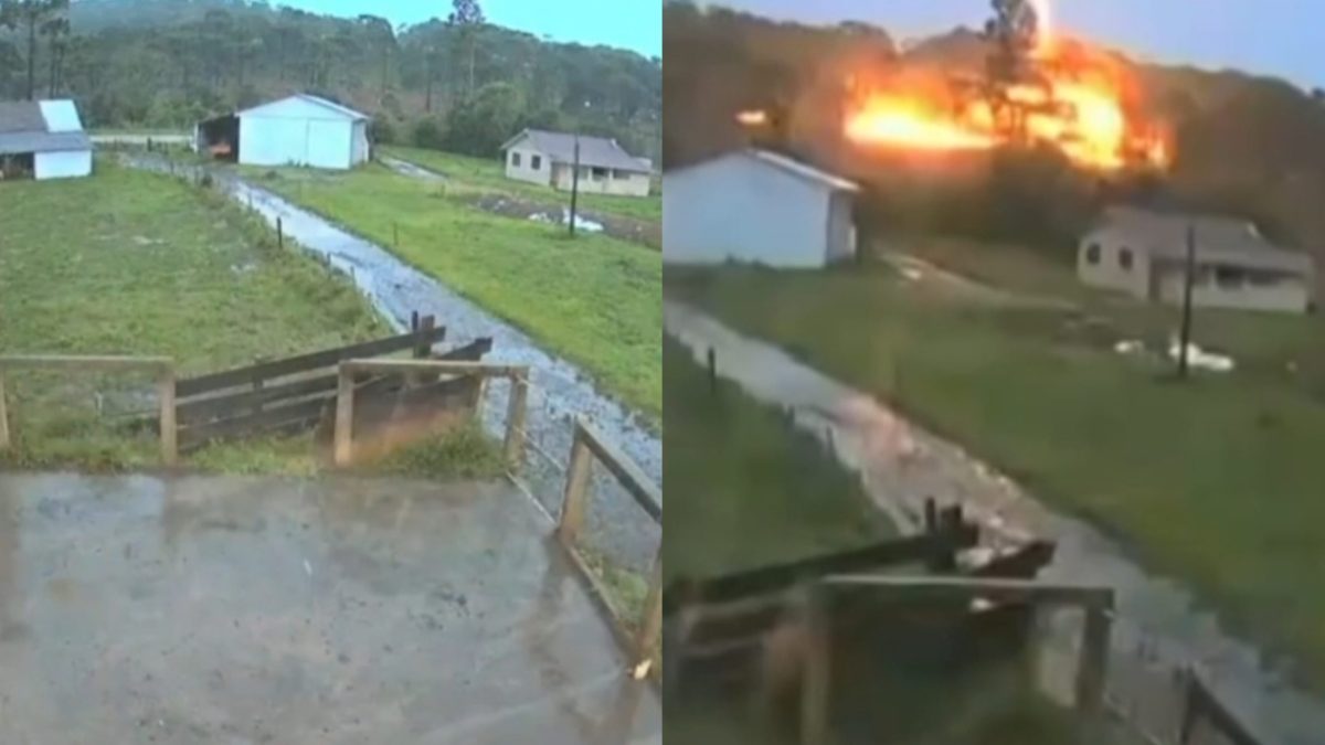 Raio provoca explosão após atingir cerca elétrica em propriedade rural ...